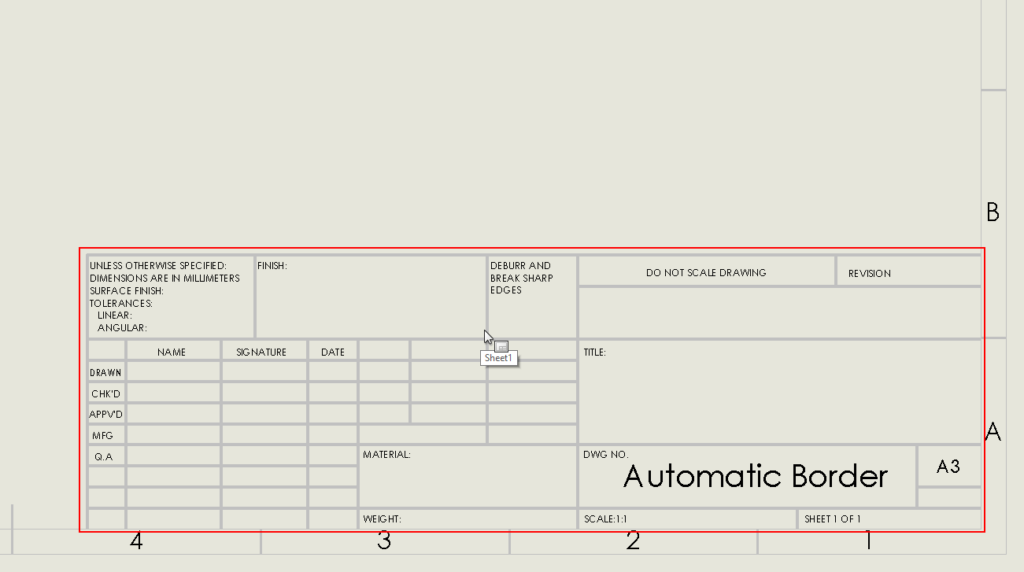 Automatic Border creation for SOLIDWORKS drawings - Innova Systems